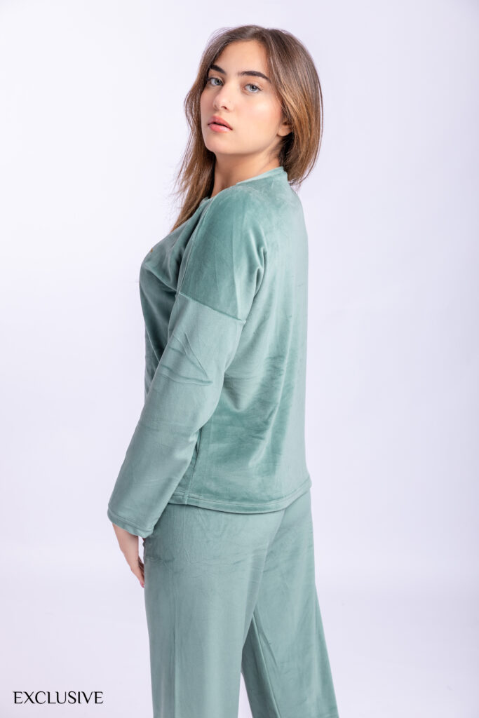 Pyjama Lydia: Deux pièces en velours vert d'eau - Exclusive ...