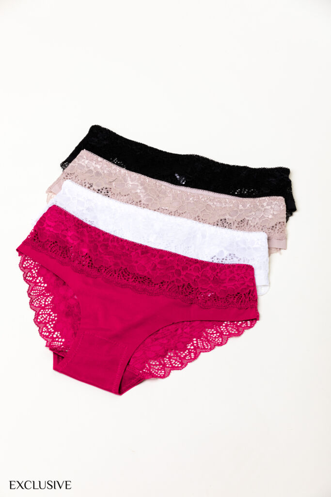 Pack Lucy de 4 Slips Confort Invisible en Lycra avec Dentelle - Noir à ...