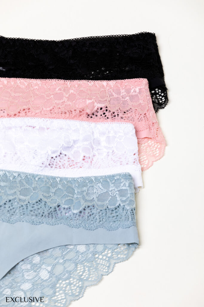 Pack Lucy de 4 Slips Confort Invisible en Lycra avec Dentelle - Noir à ...